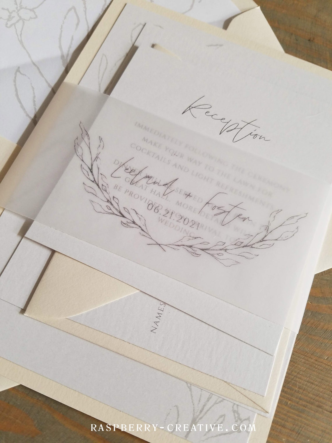 Soft Pink Modern Wedding Invitation Set With Vellum Belly - Etsy