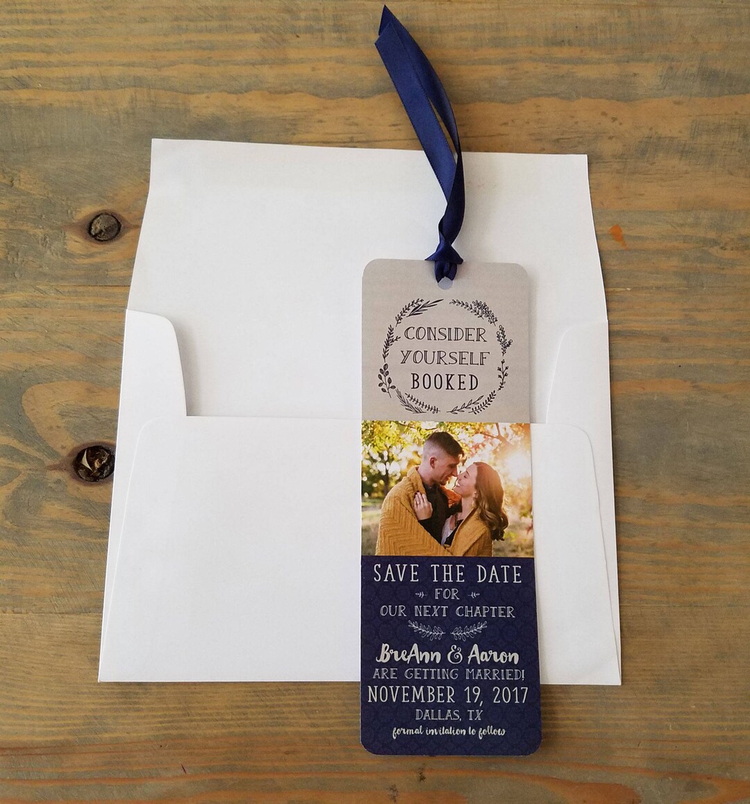 Photo Save the Date Bookmarks, Wedding Save the Dates for Book Lover or ...