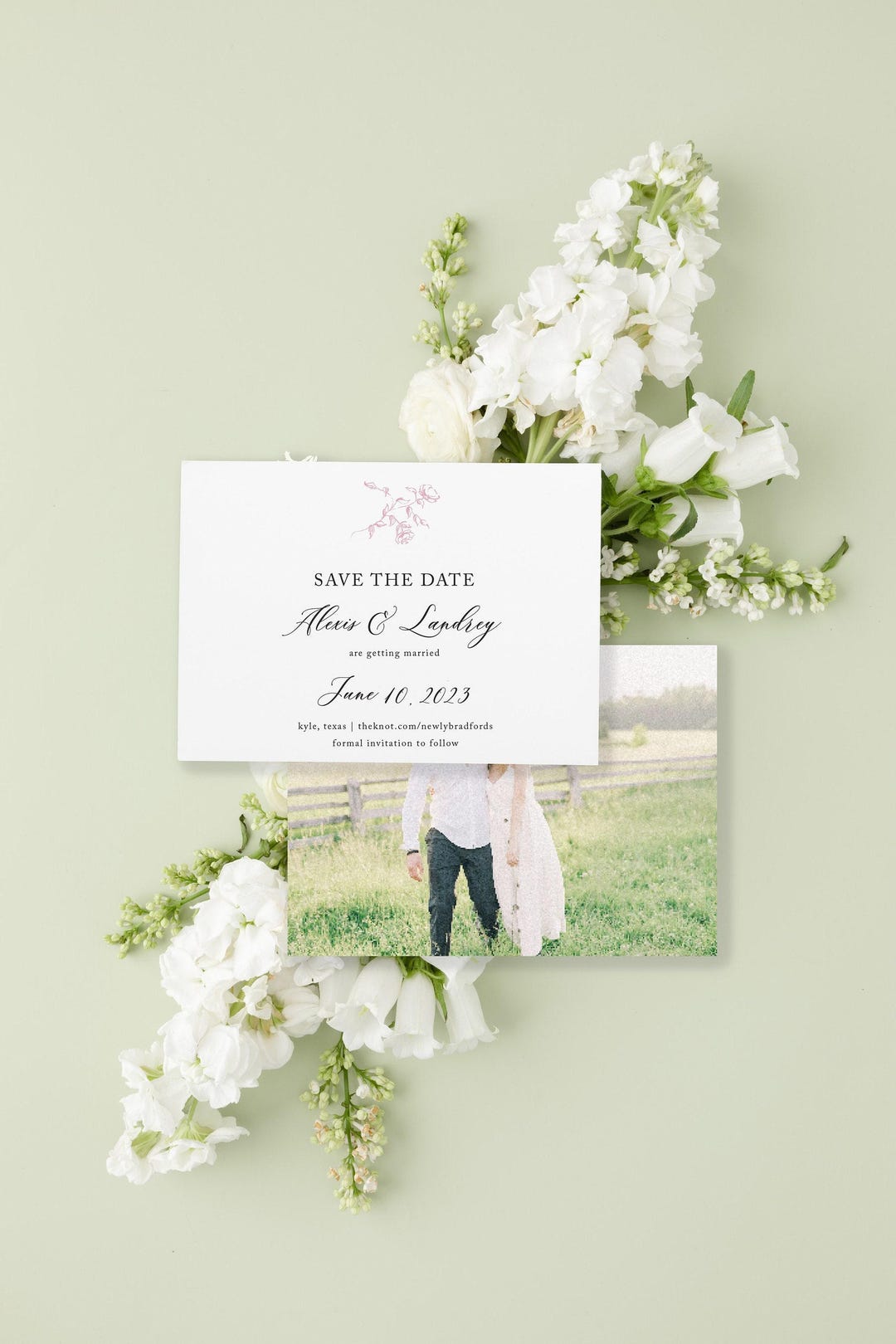 Classic Save the Date Card With Envelope, Elegant Roses Save Our Date ...
