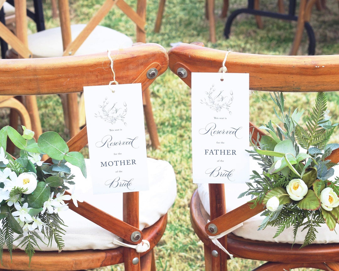 Elegant Wedding Seat Sign, Wedding Reserve Seat, Ceremony Décor ...