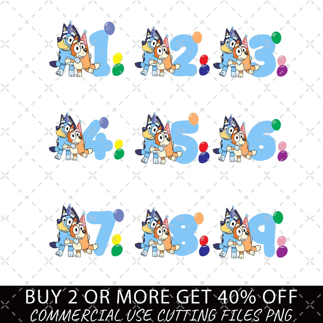 Bluey Birthday Png, Blue Dog Png, Birthday Cartoon Png Bundle, Birthday ...