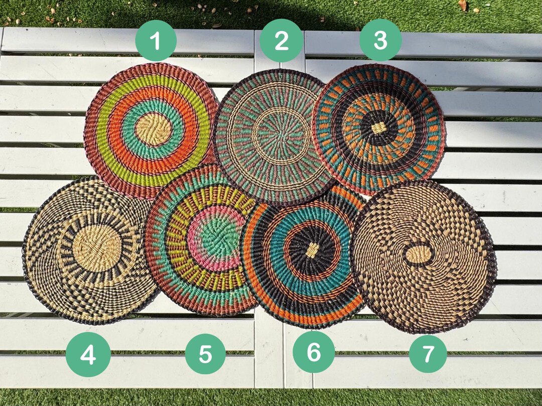 Bolga Table Mat, African Decorative Coaster, Handwoven African Wall ...