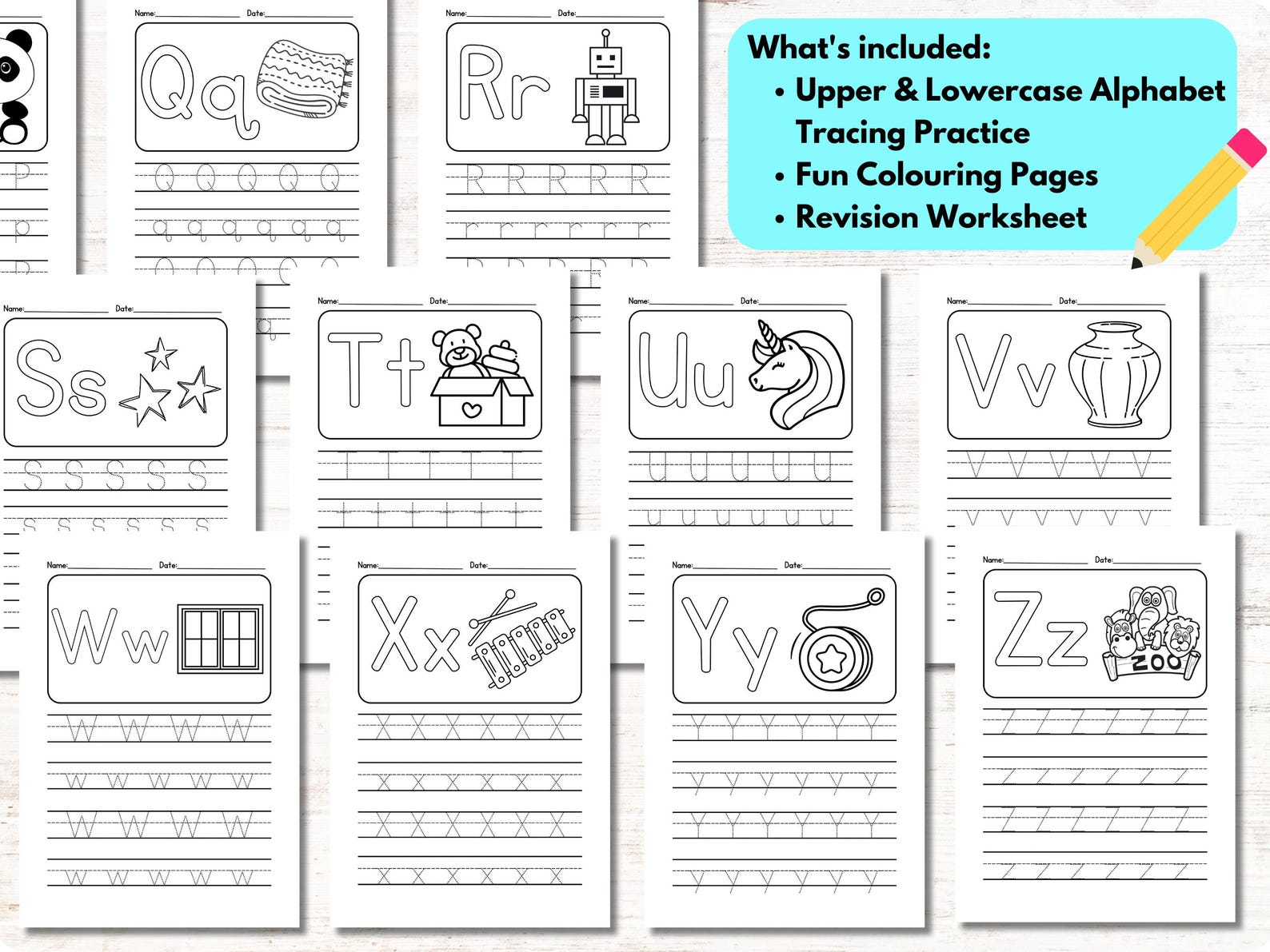 Pre-k, Preschool + Kindergarten Alphabet Tracing Worksheets | Upper ...