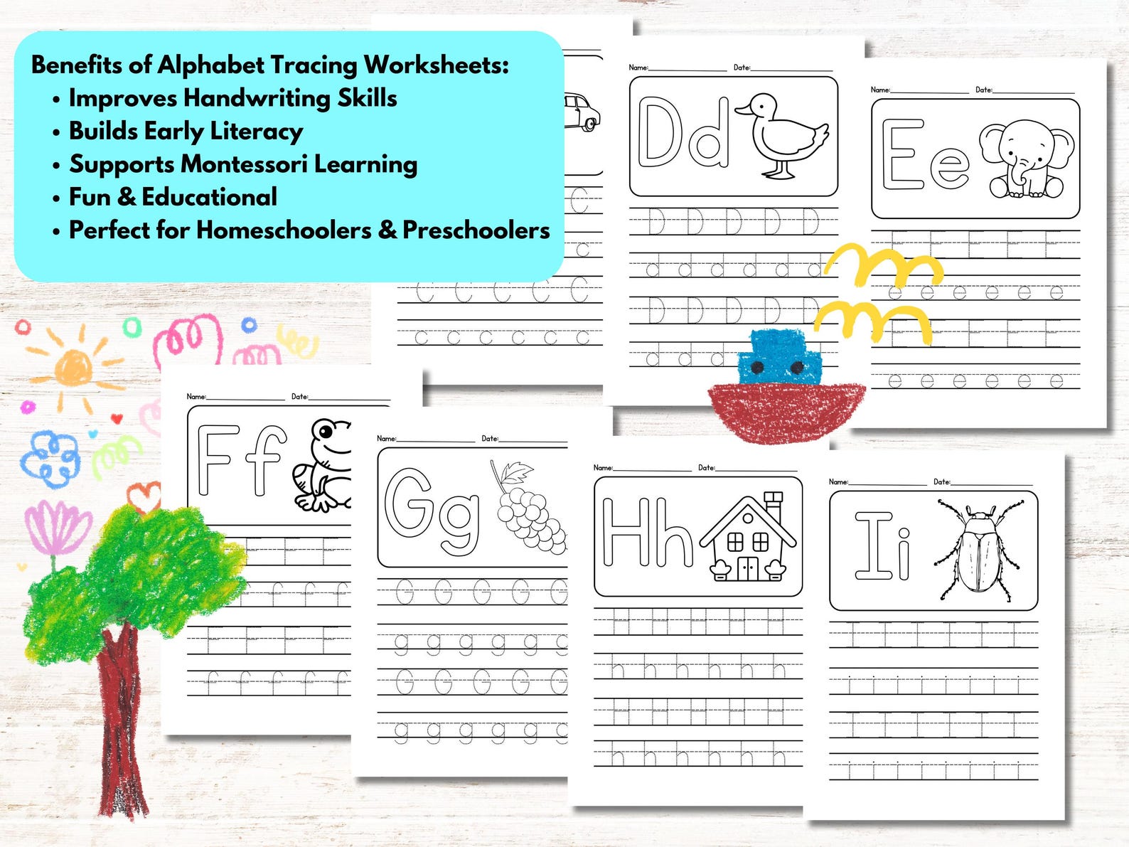 Pre-k, Preschool + Kindergarten Alphabet Tracing Worksheets | Upper ...