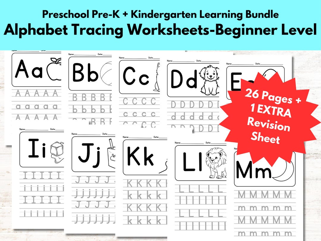 Preschool Pre-k Kindergarten Learning Bundle Alphabet Tracing ...