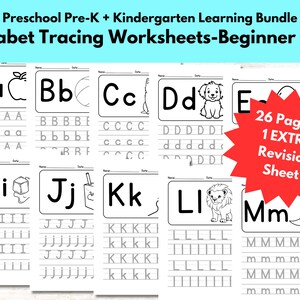 Preschool Pre-k Kindergarten Learning Bundle Alphabet Tracing ...
