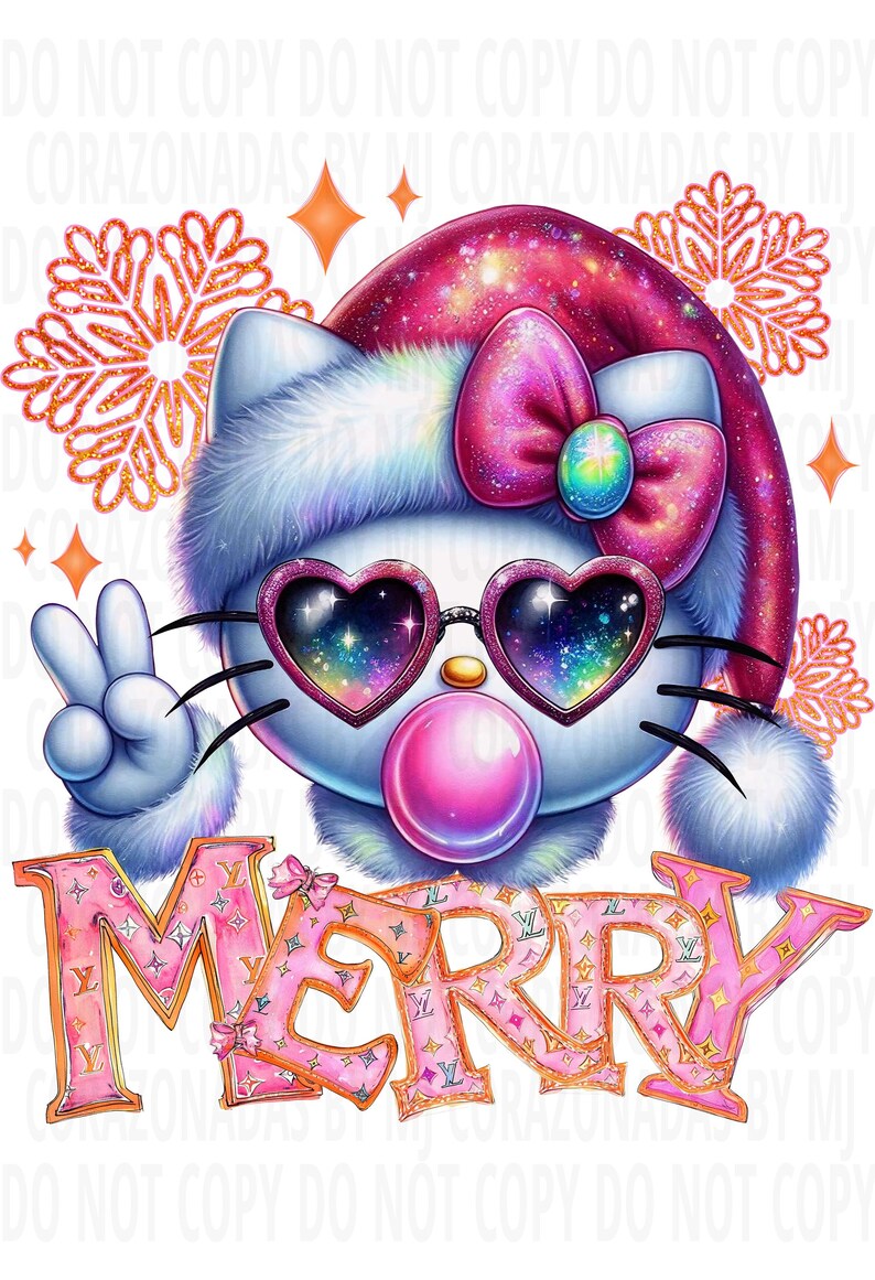 PNG Merry Boujee Christmas Snowflakes HK Hello Kitty Bubble Gum Peace ...