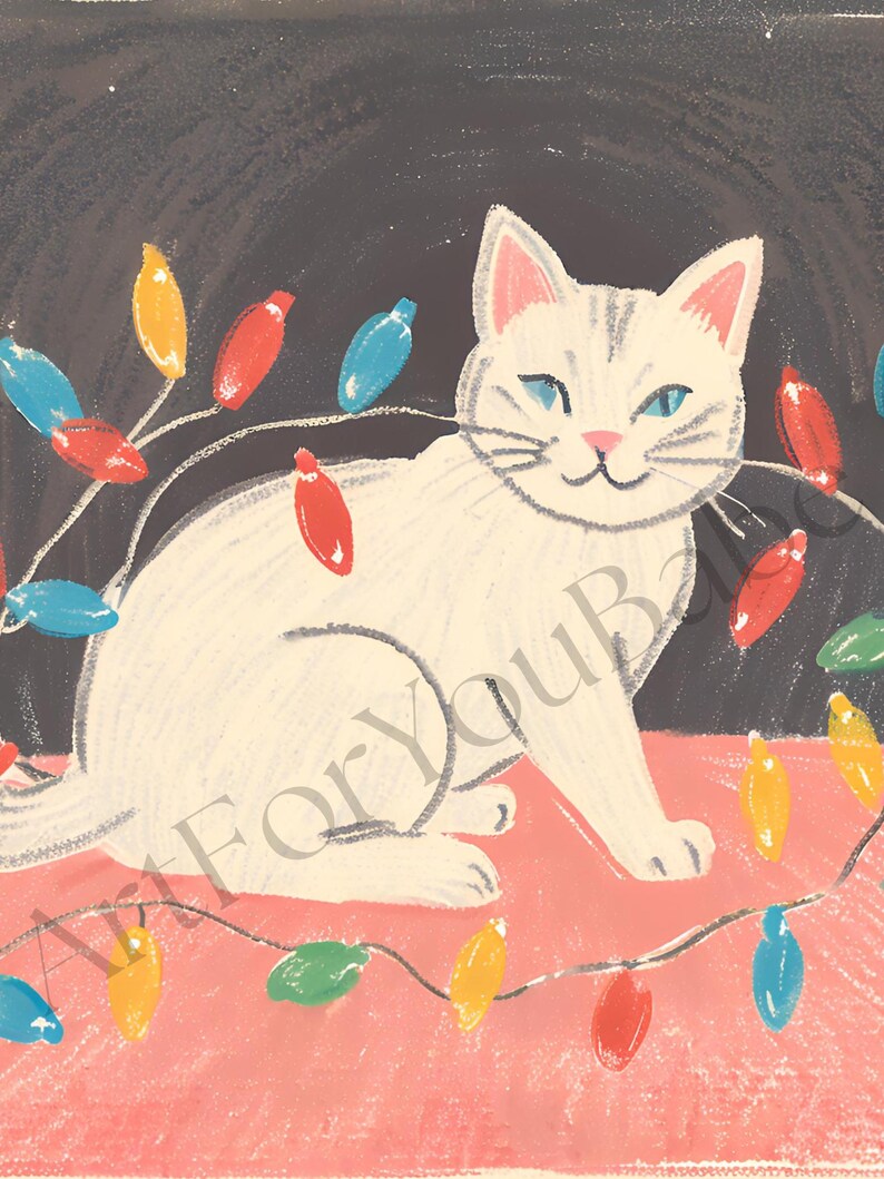 Digital Download of Christmas Cat Poster - Etsy