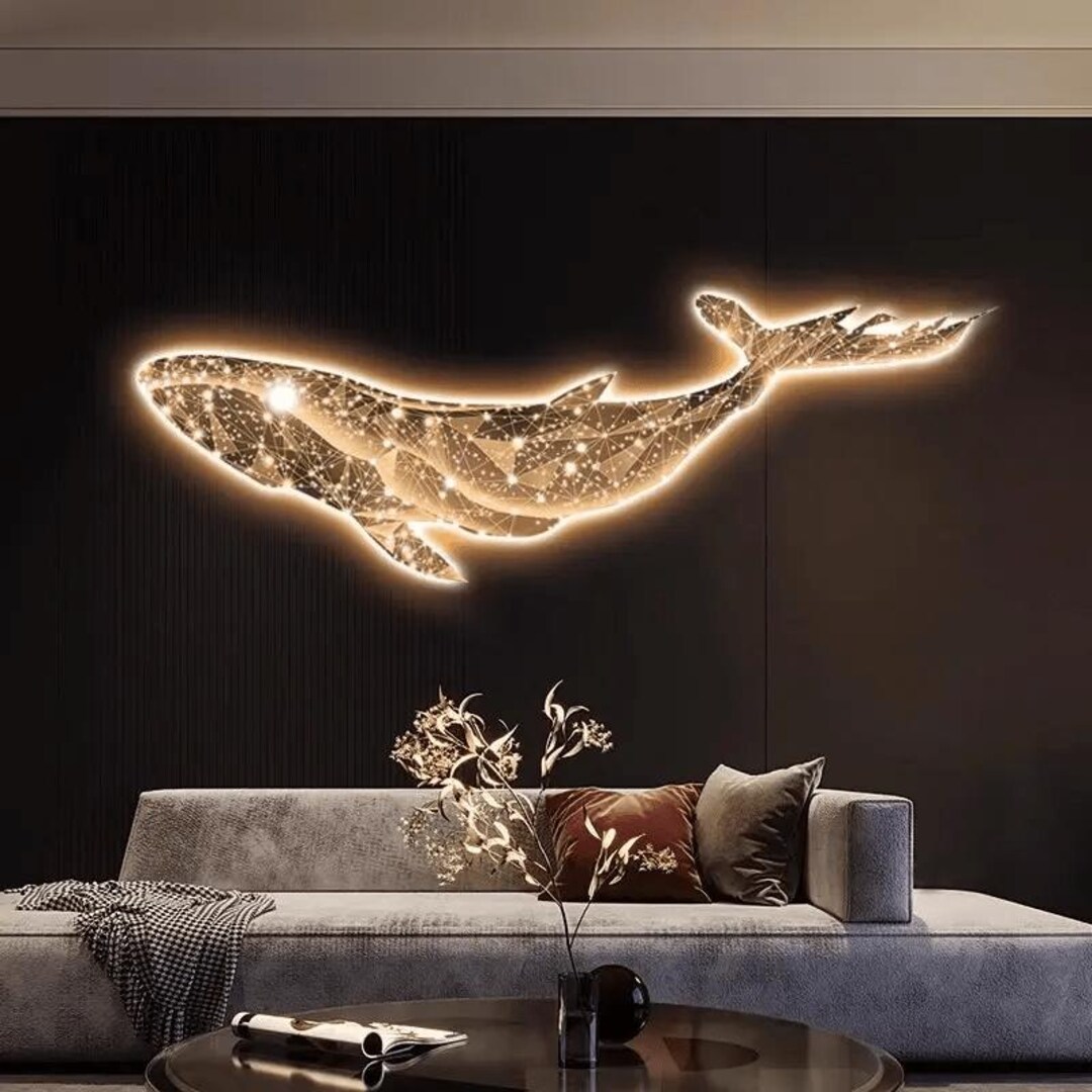 Whale Decorative Led Light Painting Animals Still Life Hanging Luminous ...