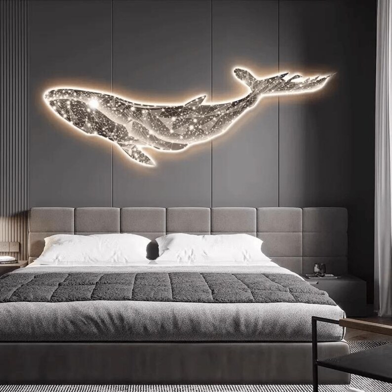 Whale Decorative Led Light Painting Animals Still Life Hanging Luminous ...