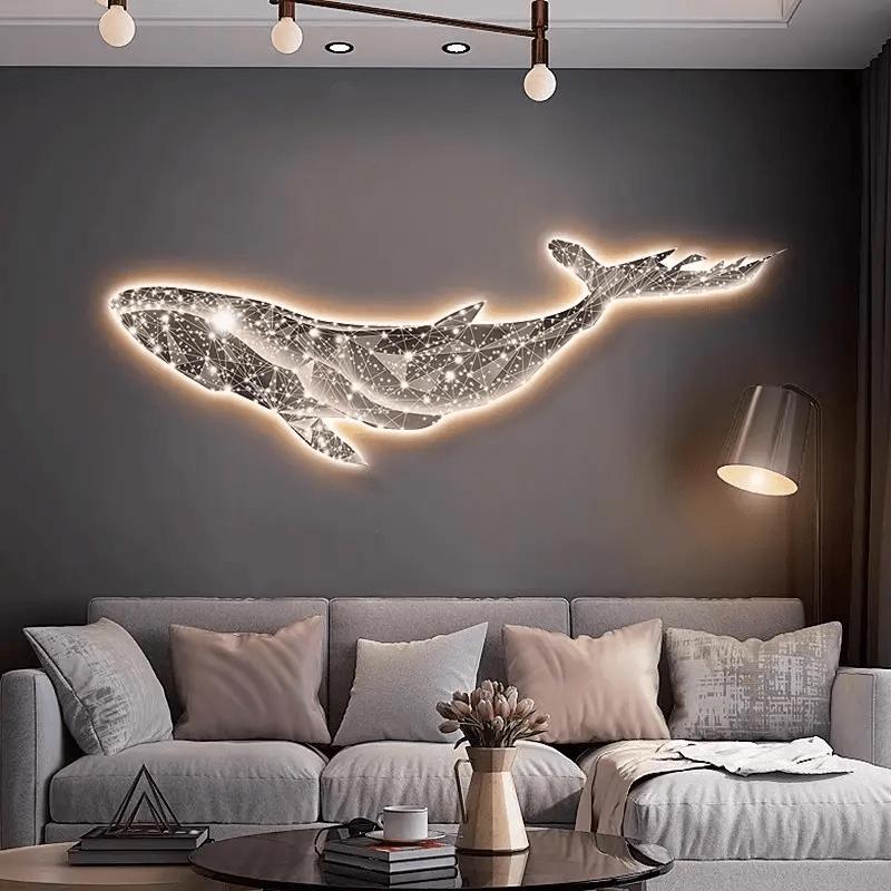 Whale Decorative Led Light Painting Animals Still Life Hanging Luminous ...