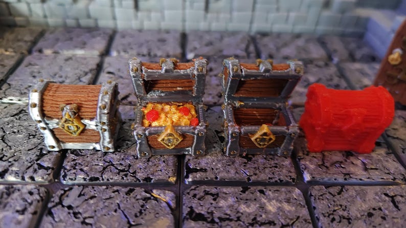 Colour 3D Printed Heroquest-scale Treasure Chest Pack – Oversized ...