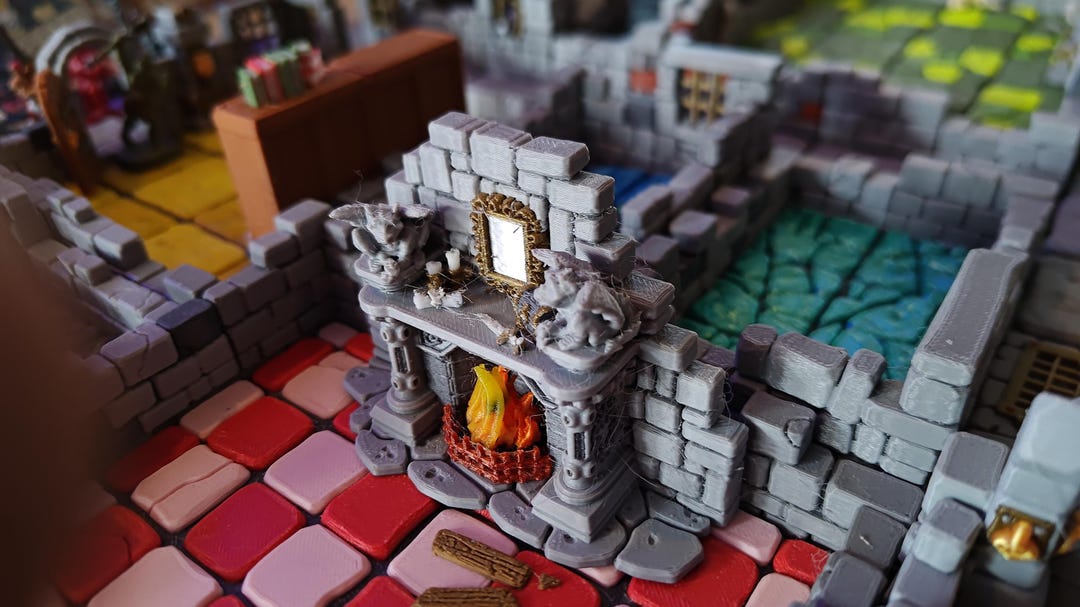 Colour 3D Printed Heroquest-scale Fireplace With Fire Insert ...
