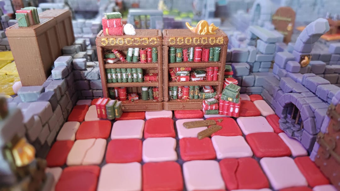 Colour 3D Printed Heroquest-scale Bookshelf (type A) – Oversized ...