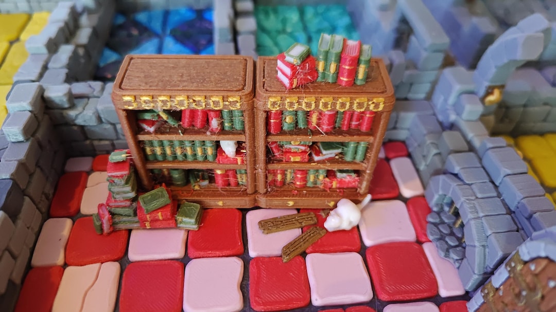 Colour 3D Printed Heroquest-scale Bookshelf (type B) – Oversized ...