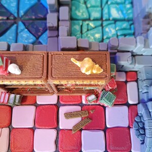 Colour 3D Printed Heroquest-scale Bookshelf Collection types A, B, C ...