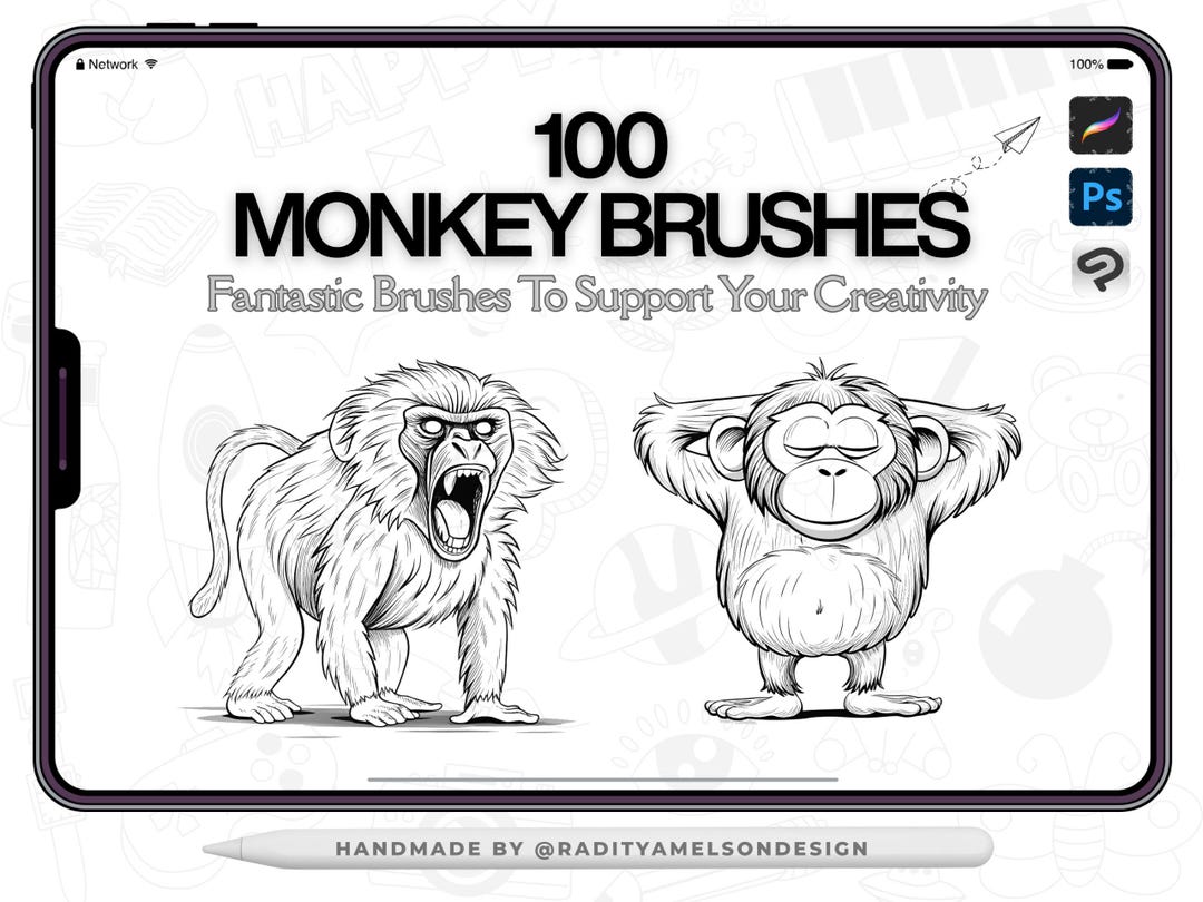 100 Monkey Procreate Brushes - Adorable Collection for Animal-themed ...