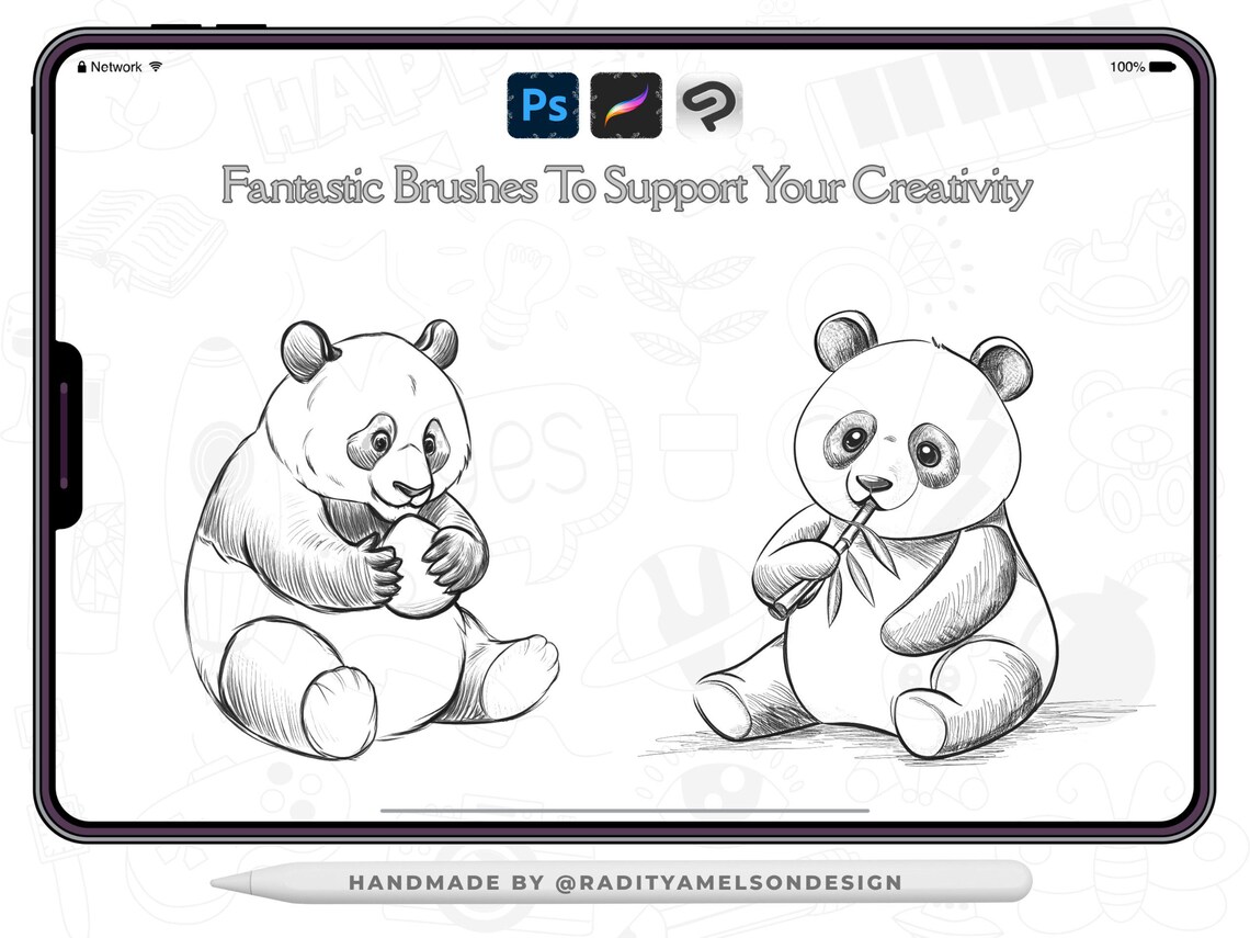 150 Panda Procreate Brushes - Adorable Collection for Panda-themed ...