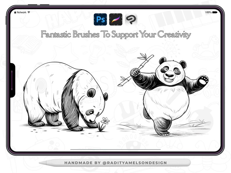 150 Panda Procreate Brushes - Adorable Collection for Panda-themed ...
