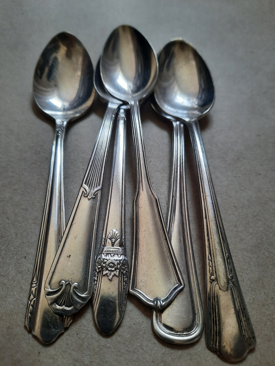 Silverplate Spoons Set of 6 Mixed Design Flatware Silverware Silver Set ...