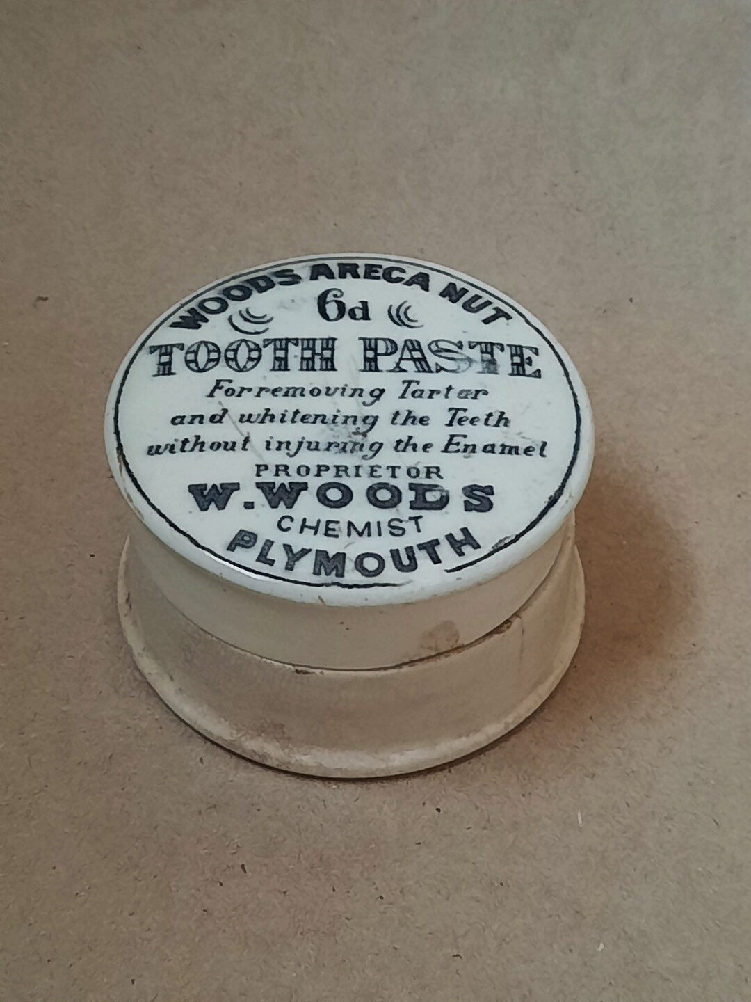 English Advertising Pot Black Transferware Tooth Paste Jar Paste Pot ...