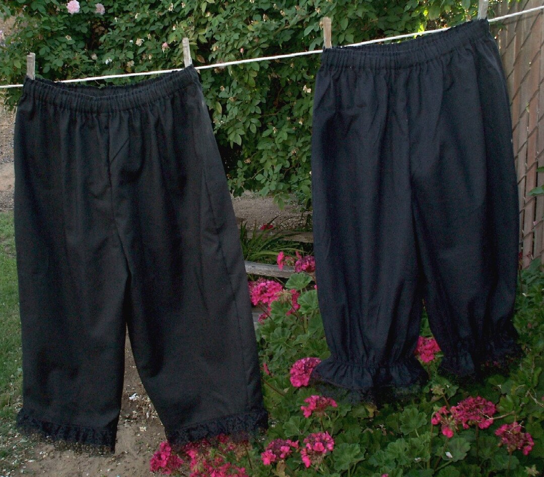 Womens BLOOMERS Pantaloons Black Cotton With Lace Xsm - Xlg Pirate ...