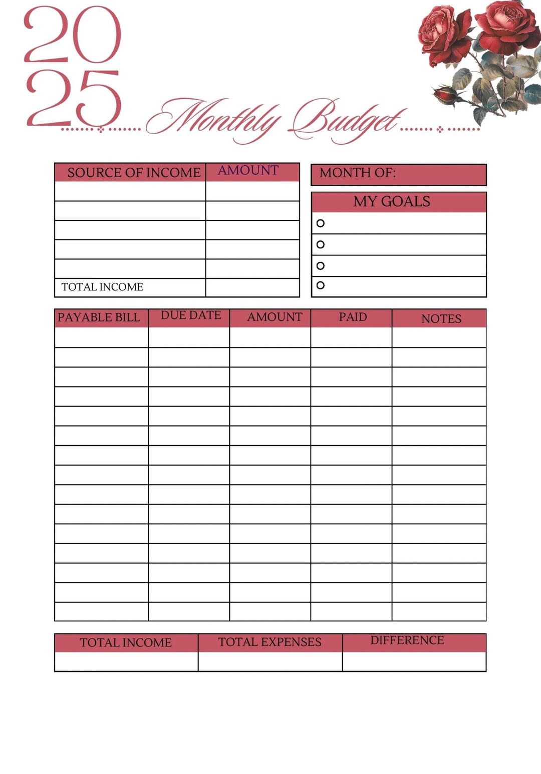 2025 Monthly Budget Tracker - Etsy