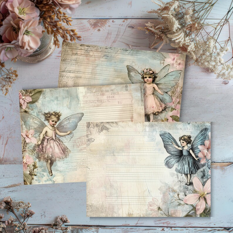 Whimsical Wings Fairy Tale Paper Collection - 10 Printable Junk Journal ...