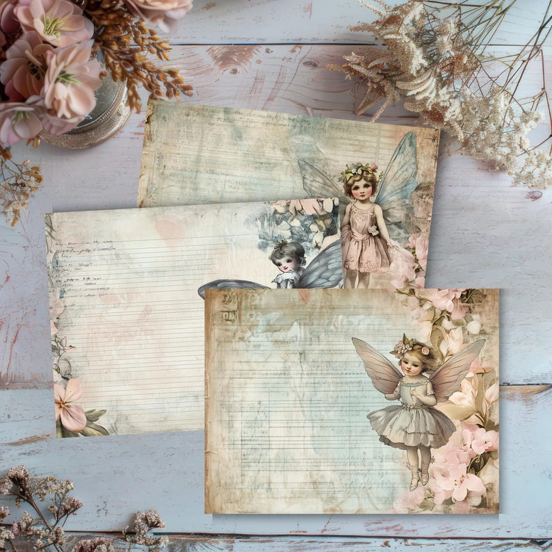 Whimsical Wings Fairy Tale Paper Collection - 10 Printable Junk Journal ...