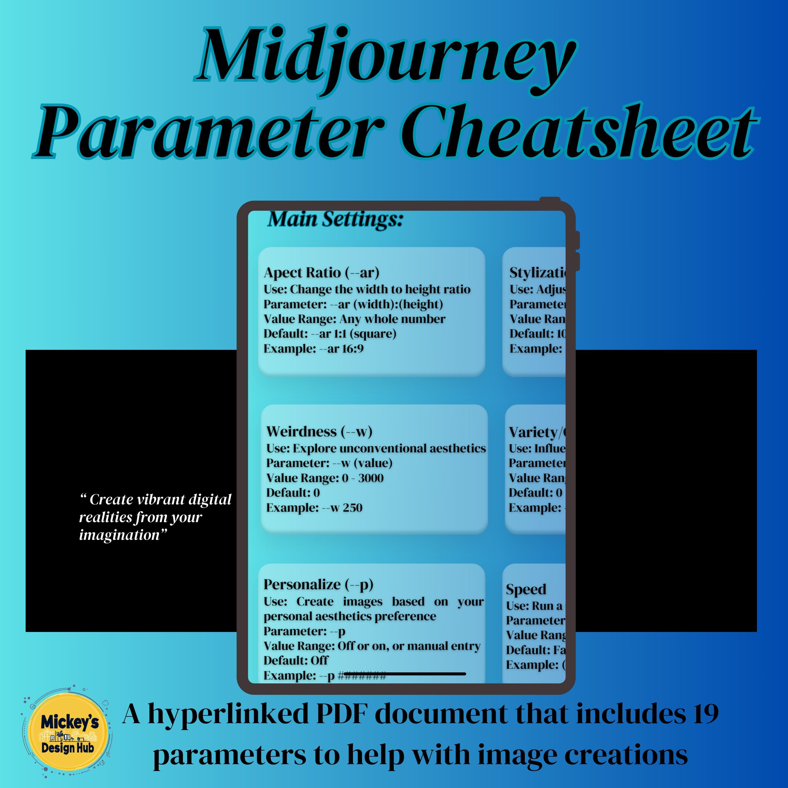 Midjourney Parameters Cheatsheet PDF | 19 Key Settings Guide | Digital Download - Etsy