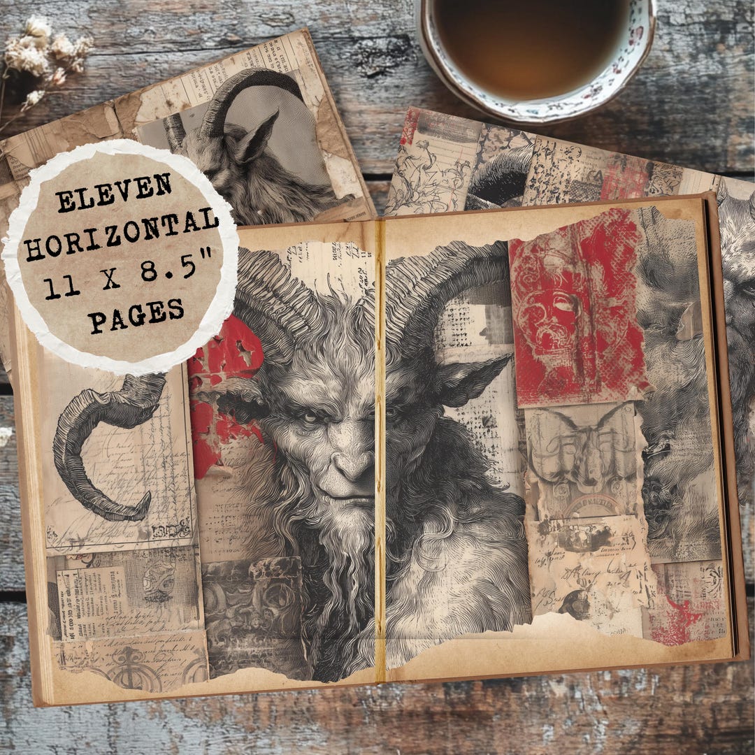Krampus Junk Journal Pages, Dark Gothic Vintage Ephemera, Infernal ...