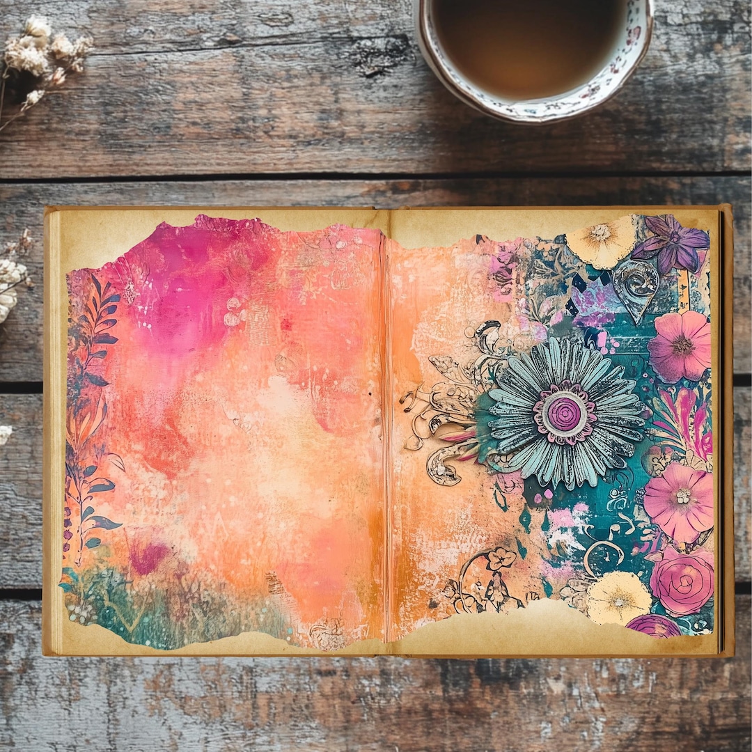 Boho Blossom Collection | 10 Junk Journal Pages | Vintage Floral ...