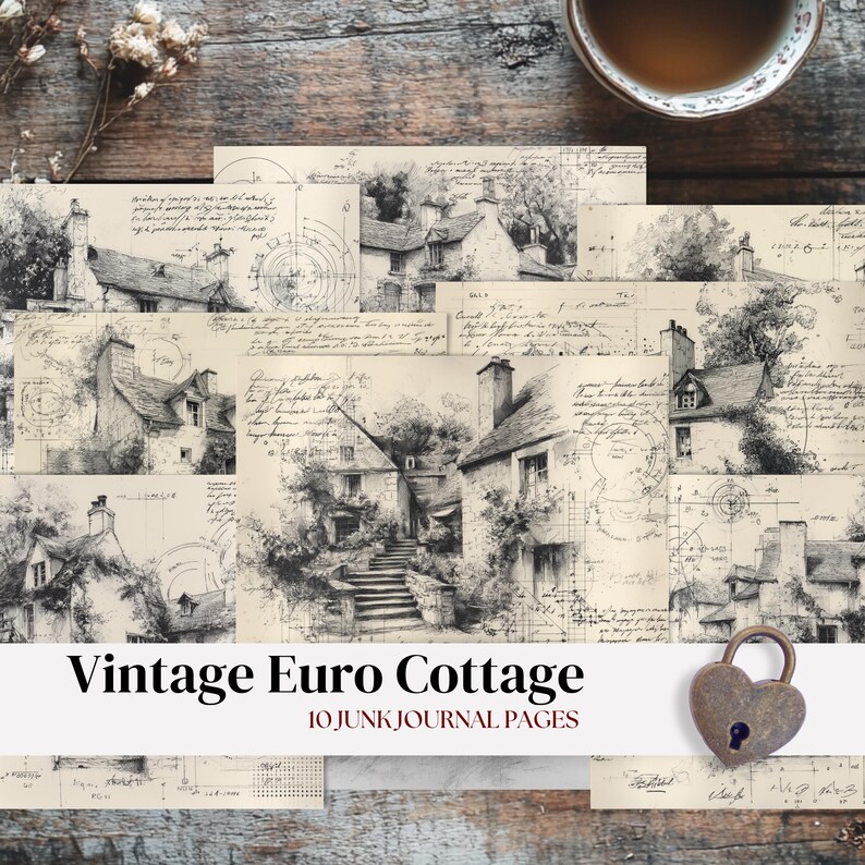 Cottagecore Junk Journal Digital Paper | Euro Vintage Printable Pages ...