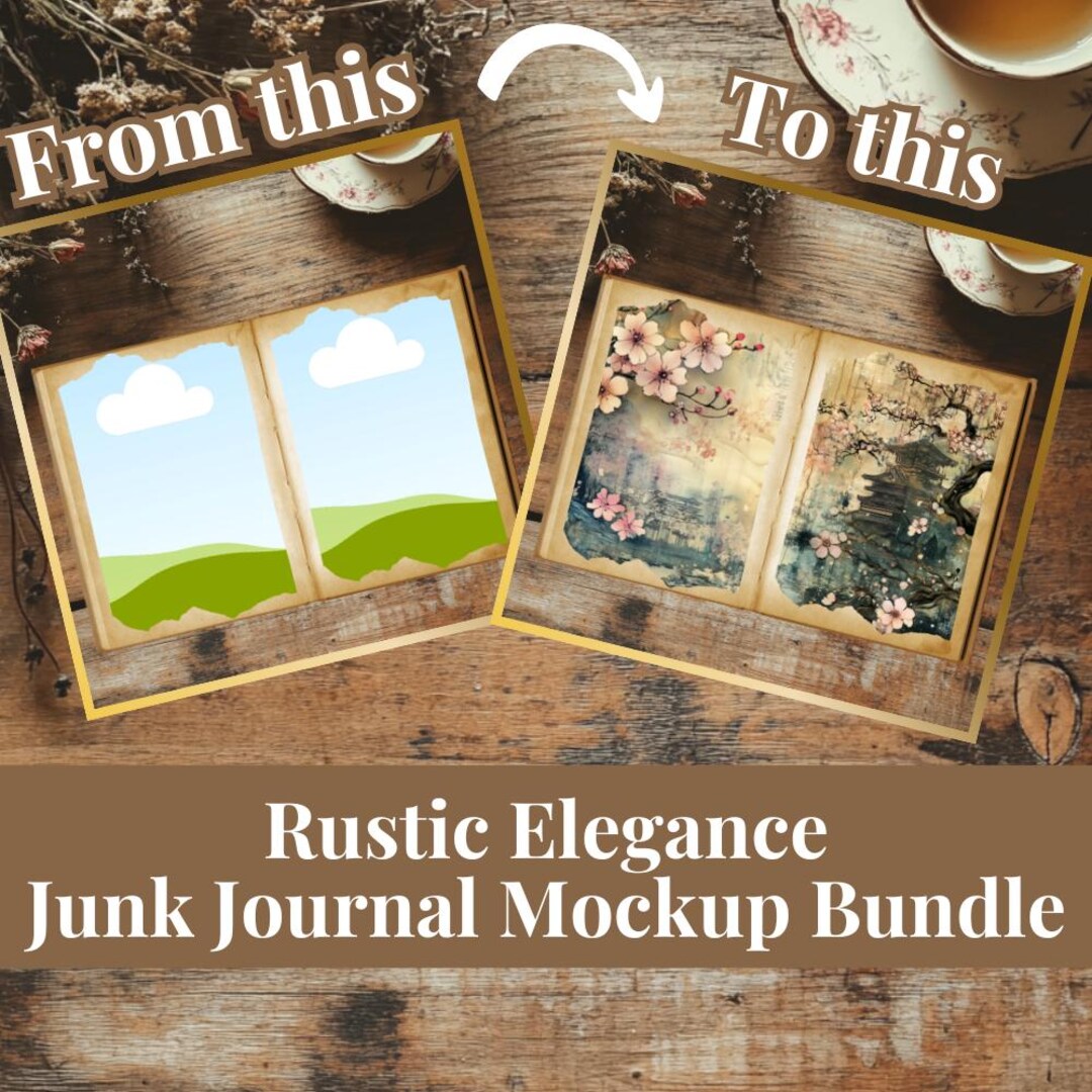 Rustic Elegance Junk Journal Mockup | Canva Template | Editable Digital ...
