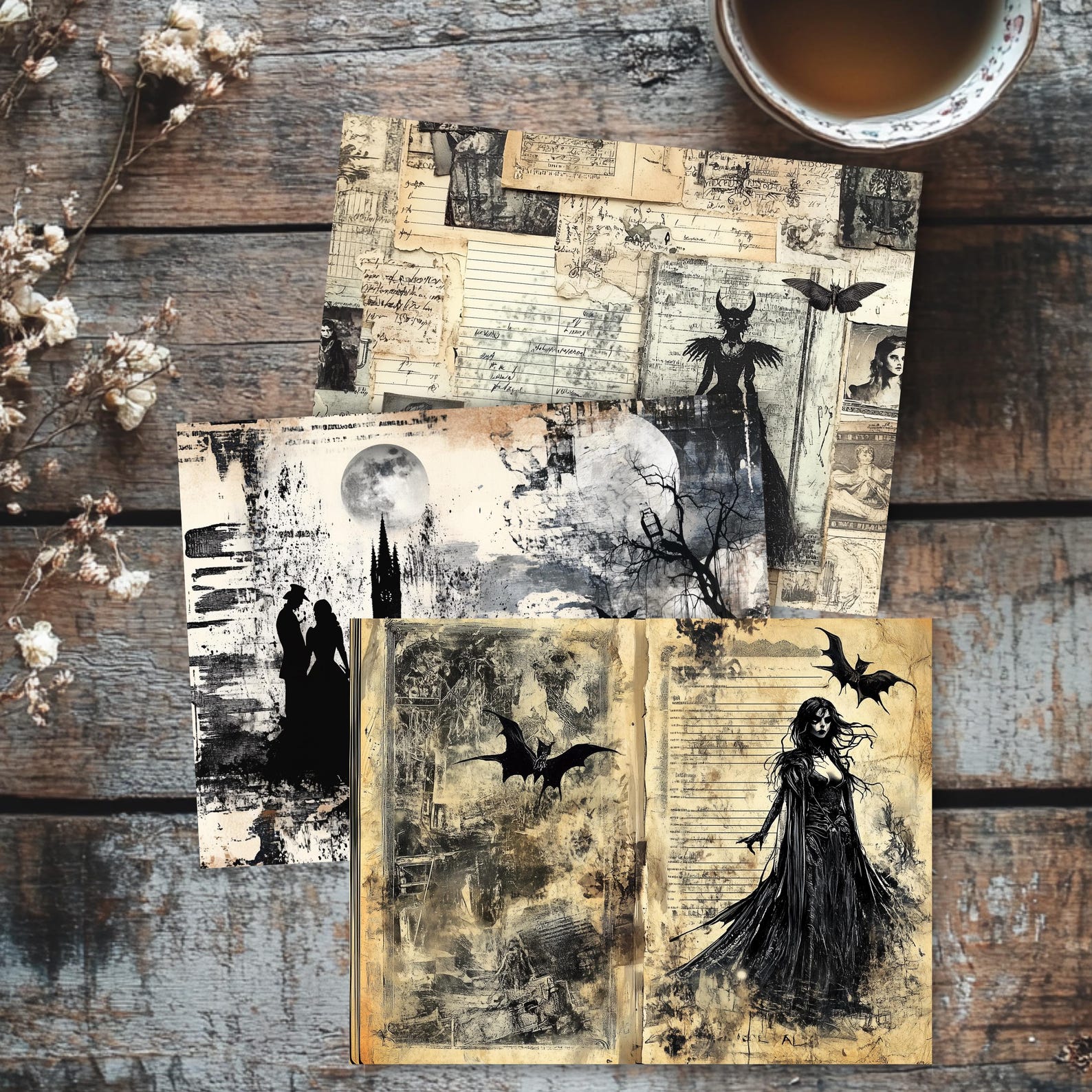 248 Page Gothic Junk Journal Mega Bundle | 248 Pages | Vintage Witch ...