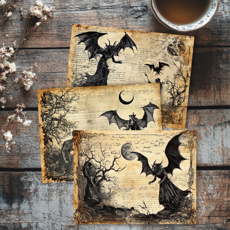 Grimm Hexed Papers | Gothic Junk Journal Kit | Vintage Witch Demon ...