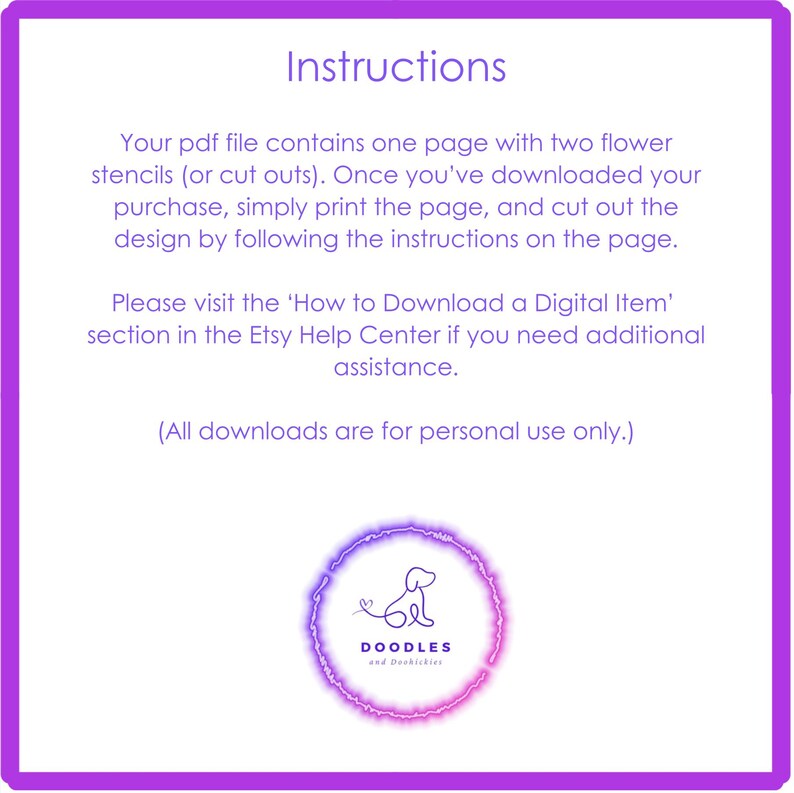 Printable Stencil Flowers Hand Drawn - Etsy