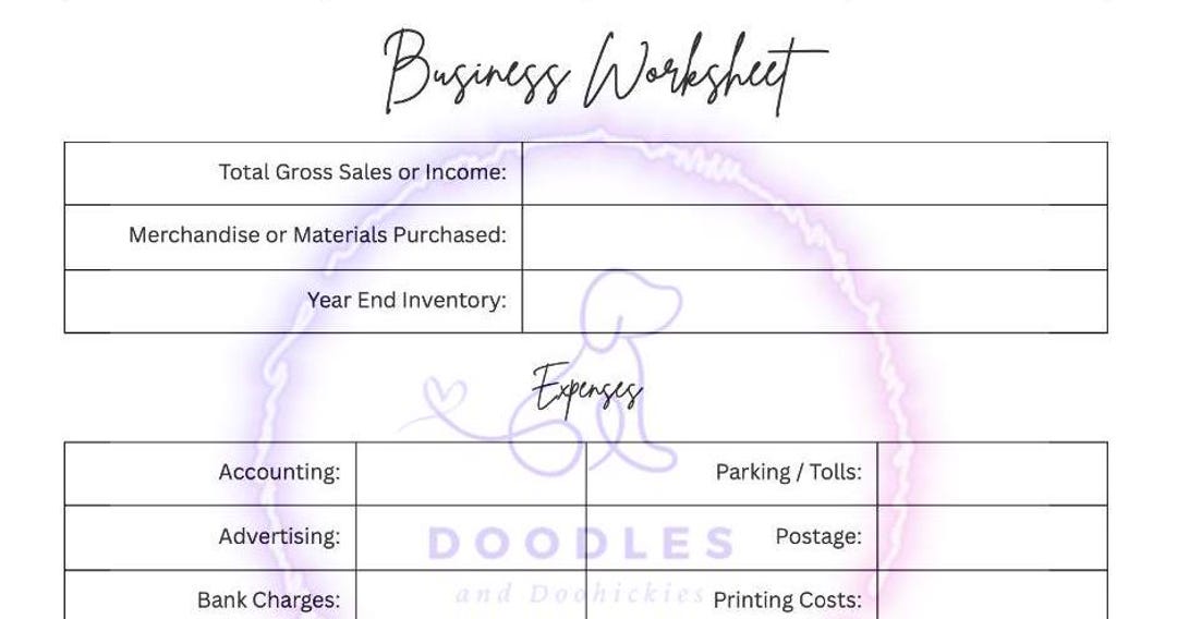 Business Printable Business Worksheet - Etsy