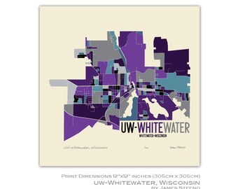 UWGB Green Bay Wisconsin University Campus Art Map Print by | Etsy