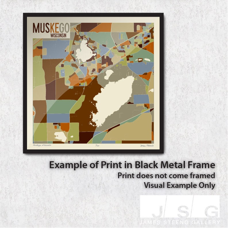 Muskego Wisconsin Art Map Print waukesha County by James - Etsy
