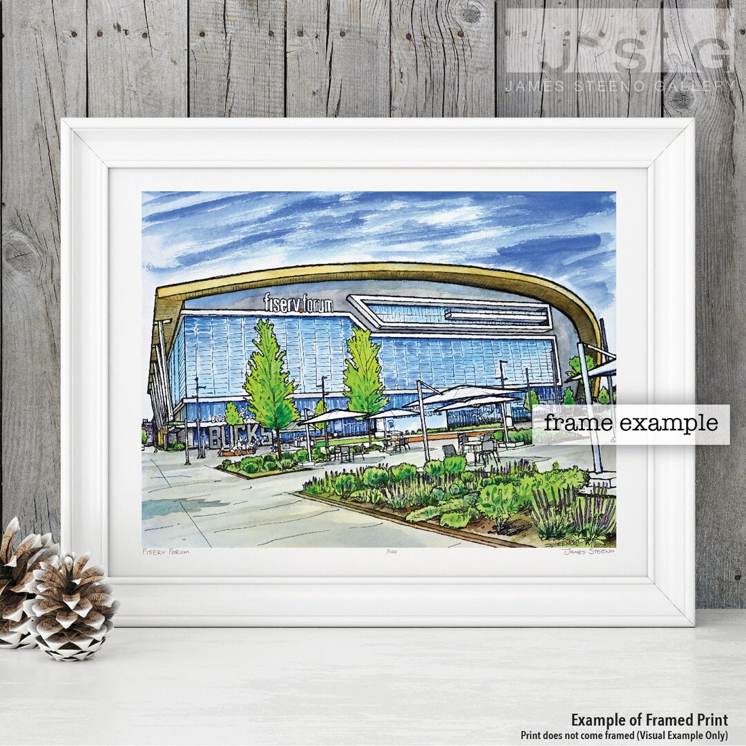 Fiserv Forum Milwaukee Wisconsin Pen, Ink and Watercolor Stadium Art ...