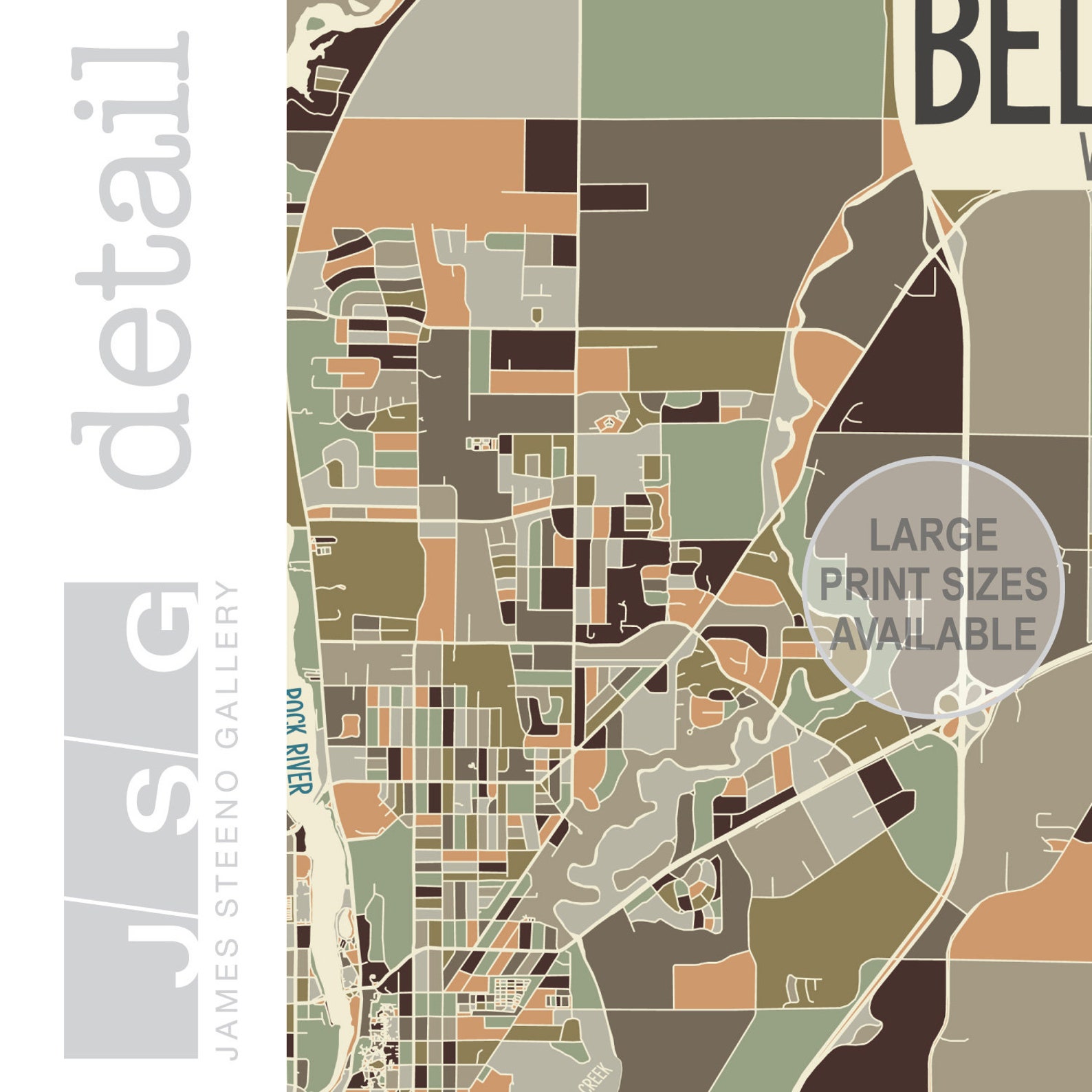 Beloit Wisconsin Art Map Print Rock County by James Steeno | Etsy