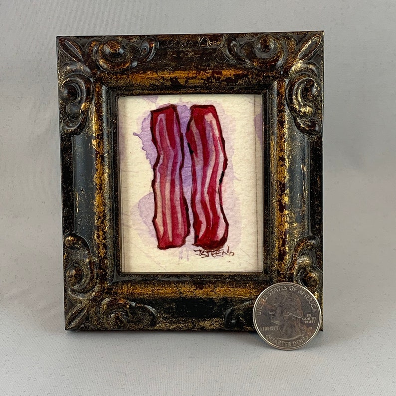 Bacon Framed Miniature Watercolor Art Print by James Steeno | Etsy