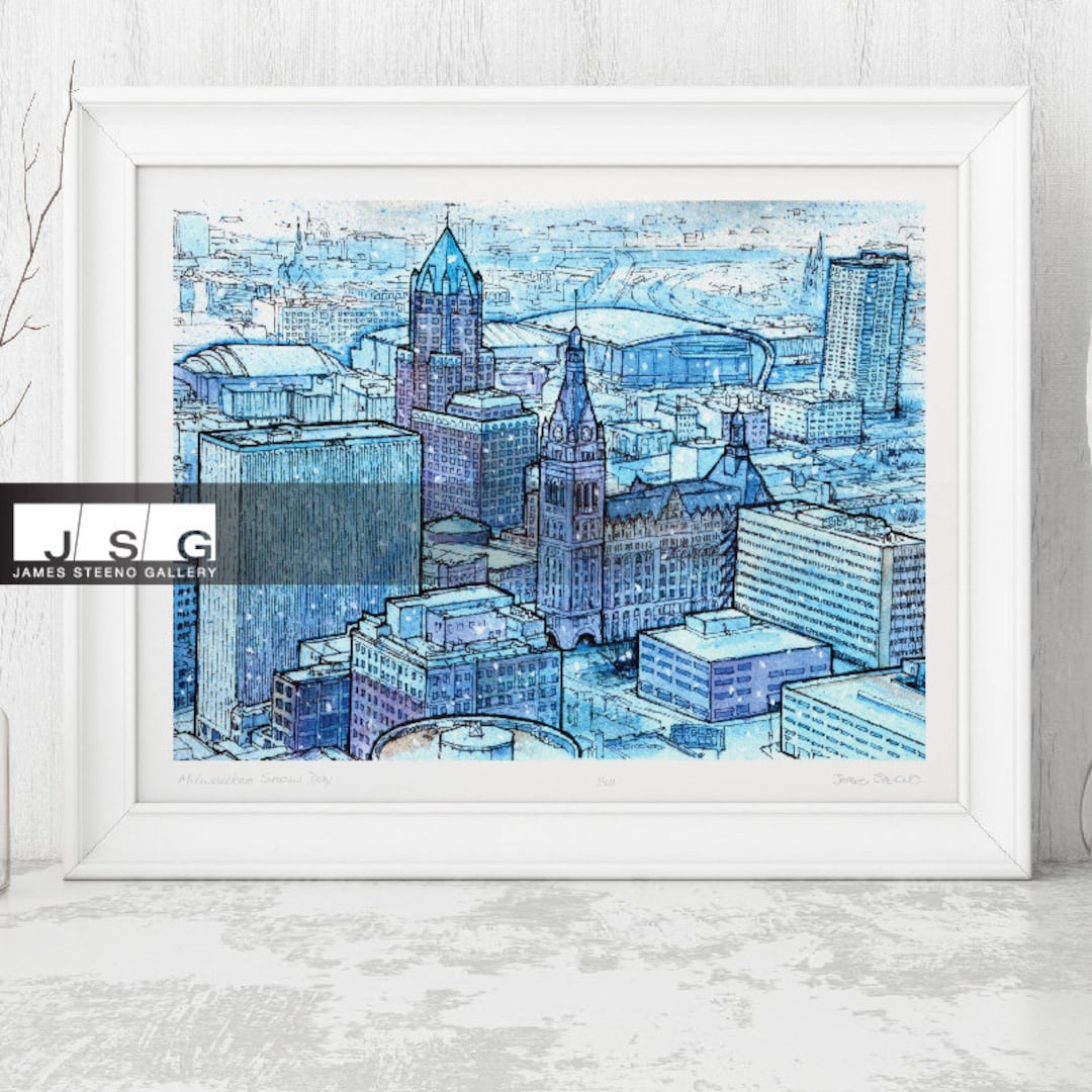 Snow Day Milwaukee Wisconsin Watercolor Art Print by James Steeno - Etsy