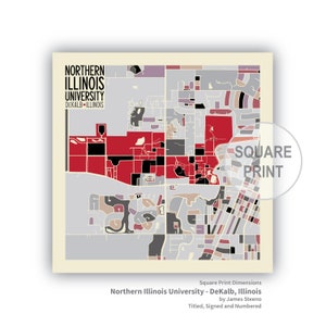 Northern Illinois University Dekalb, Illinois Campus Art Map Print ...