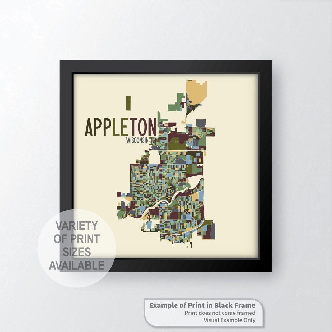 Appleton, Wisconsin City Art Map Print (outagamie, Calument and ...