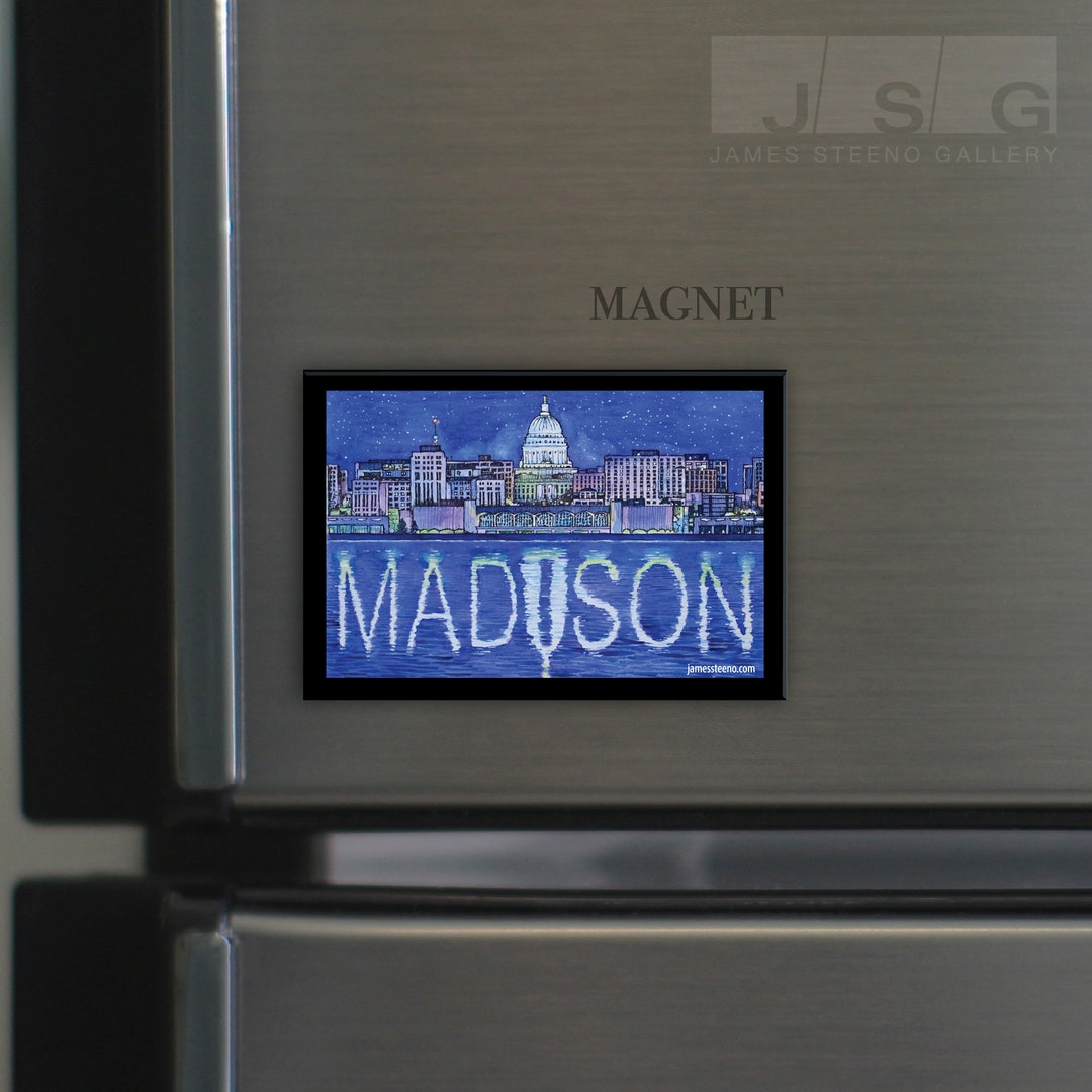 MAGNET Madison Night Skyline Refrigerator Magnet by James Steeno ...