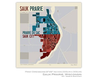 Lake Wisconsin columbia and Sauk Counties Art Map Print by | Etsy