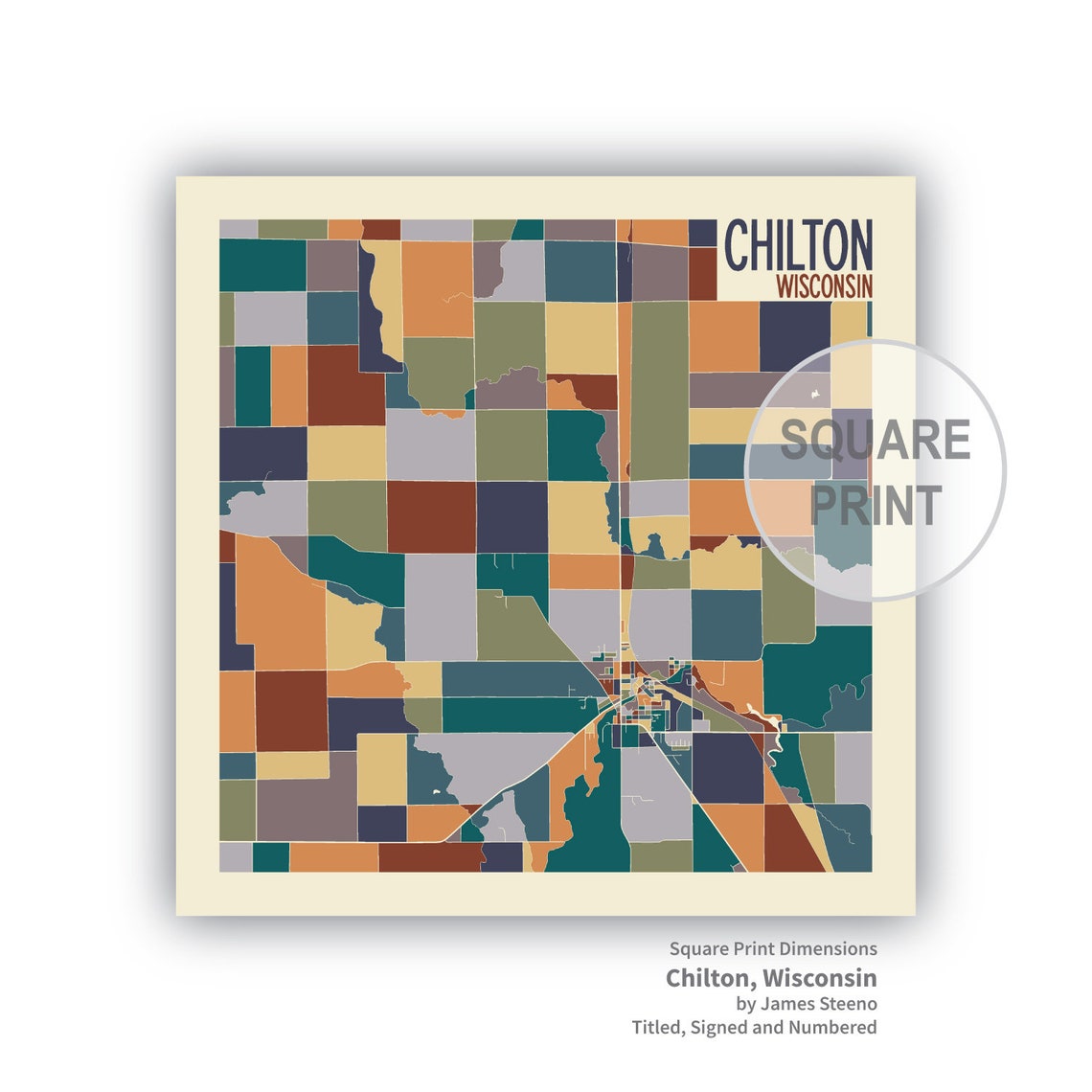 Chilton Wisconsin Art Map Print calumet County by James - Etsy