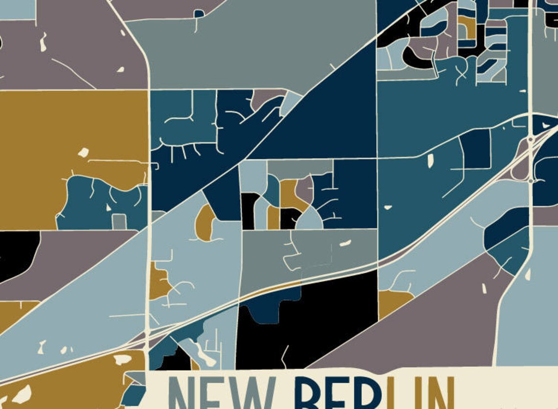 New Berlin Wisconsin Art Map Print waukesha County by James - Etsy